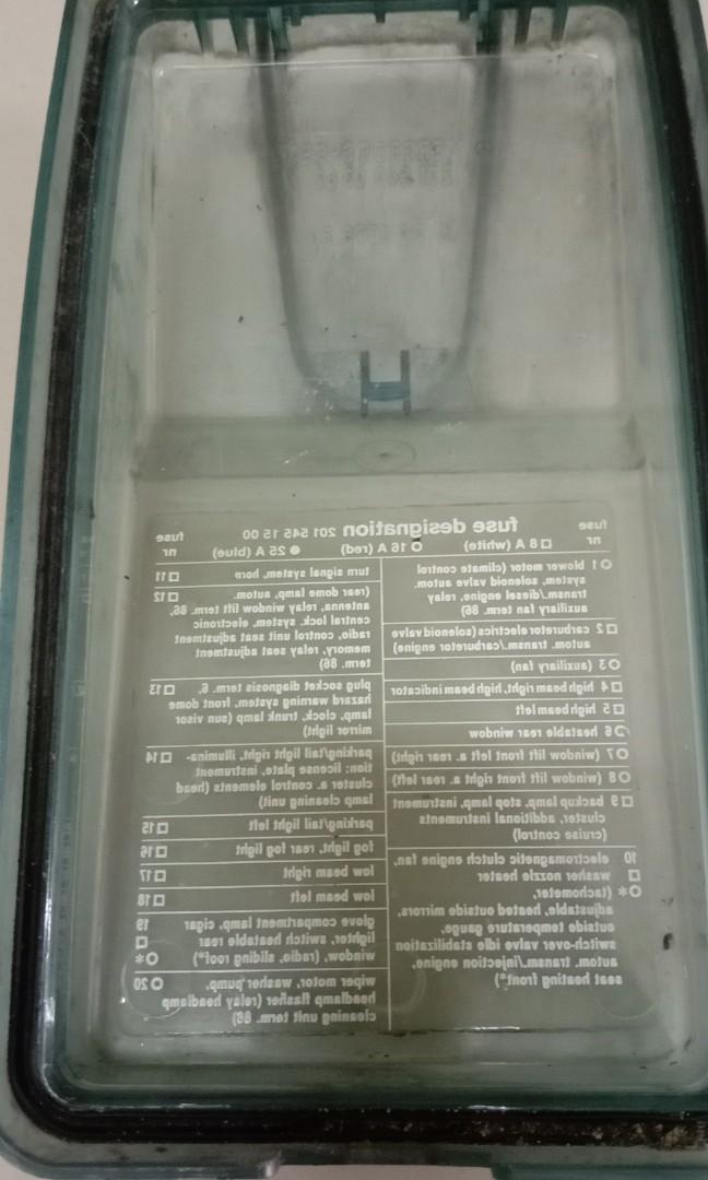 MERCEDES 190e w201 fuse cover, Auto Accessories on Carousell