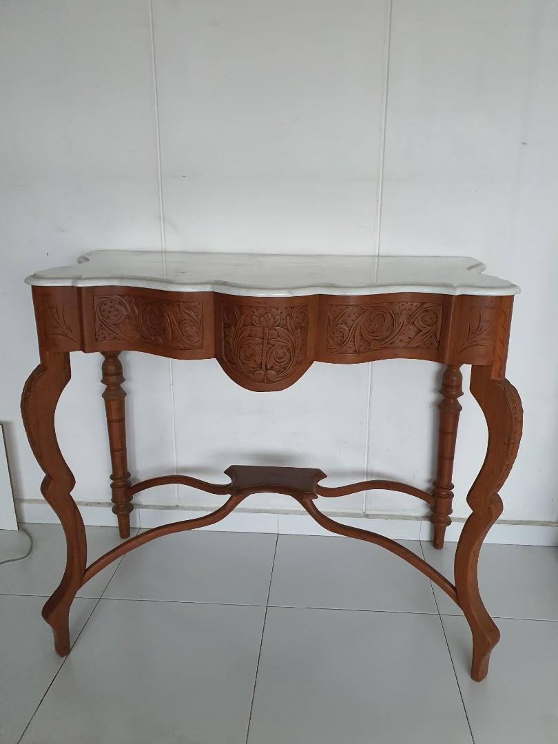Peranakan marble console, Furniture & Home Living, Furniture, Tables ...