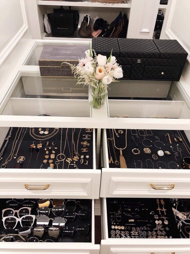 Walk-in wardrobe closet, cabinet, watch,jewelry island, vanity room ...