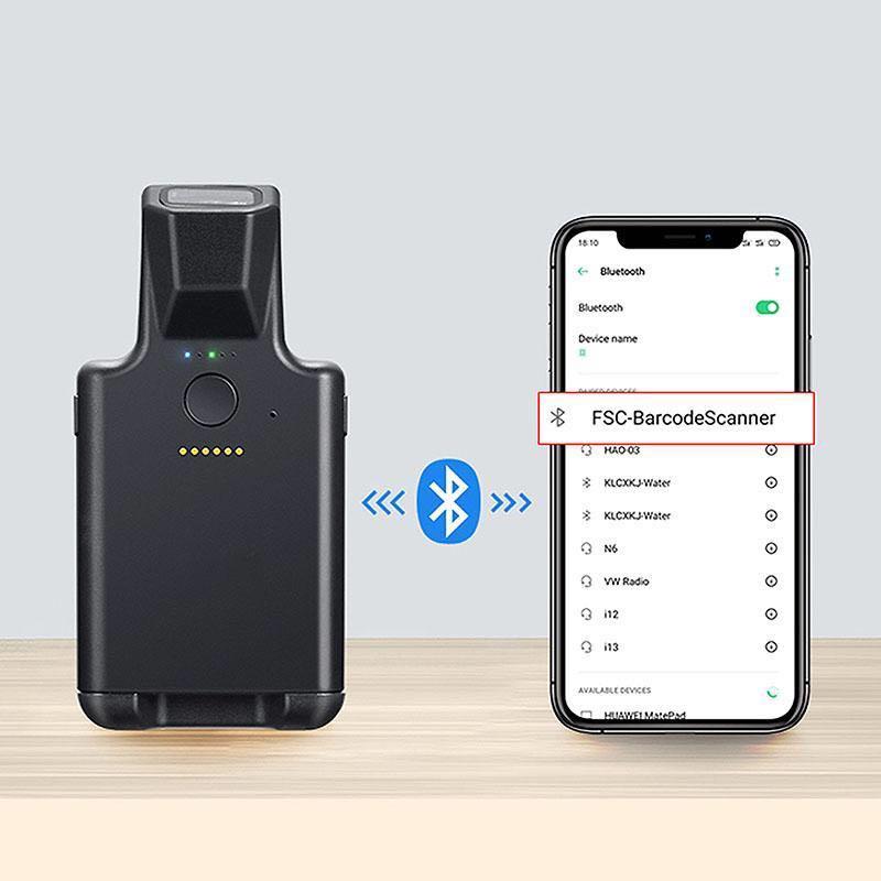 1D/2D Barcode Scanner Phone Back Clip Wireless Bluetooth Handheld ...