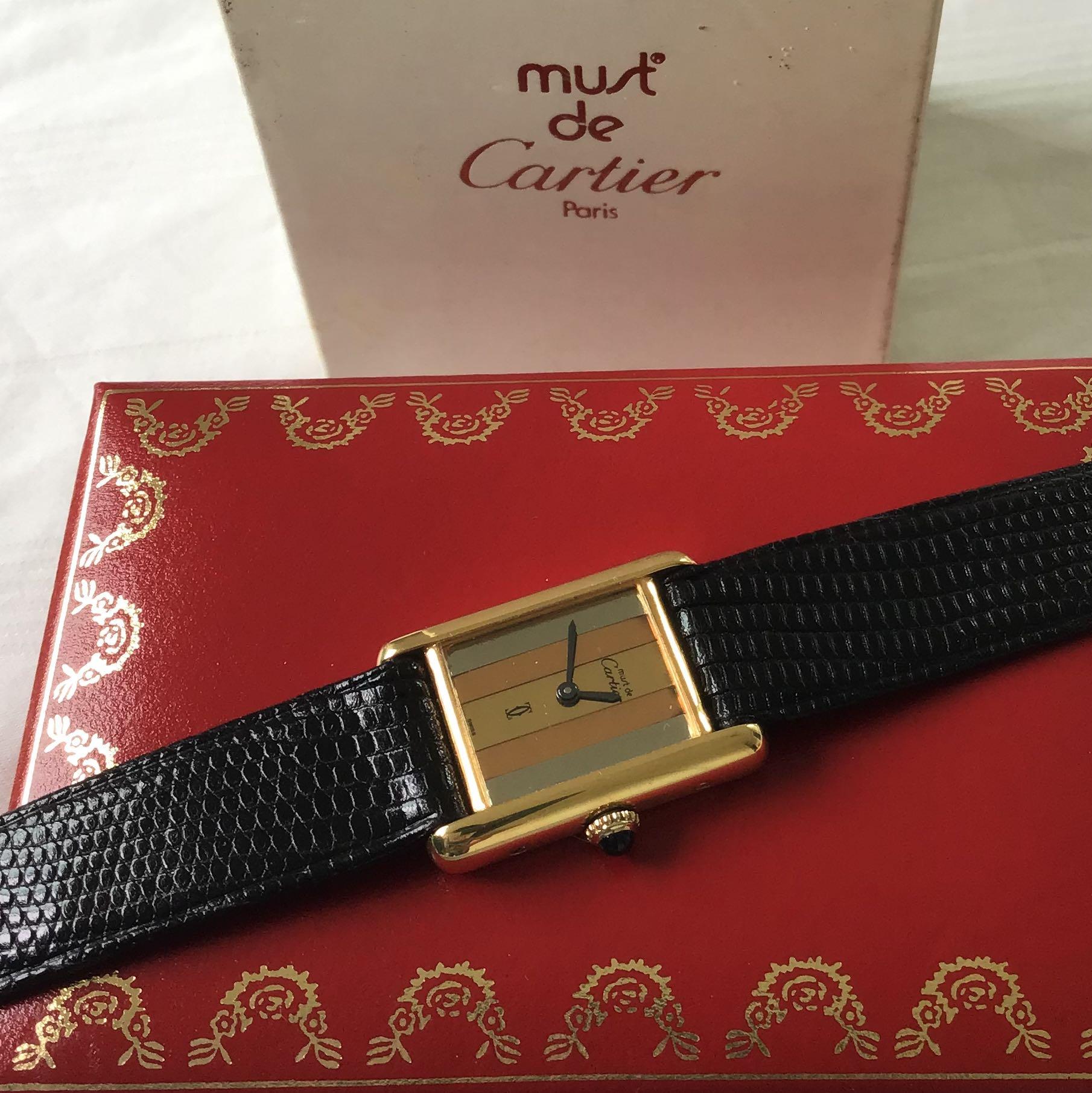 ( SOLD) Authentic Cartier Tri Colour Must de Cartier Tank Mechanical ...