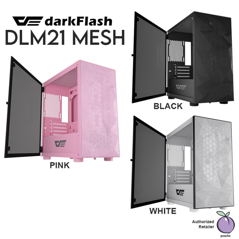 darkFlash DLM21 MESH MATX PC Casing Case Chassis Black / White / Pink ...