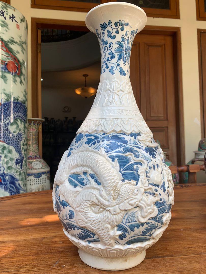 Guci vas china antik mewah, Antik, Pajangan di Carousell