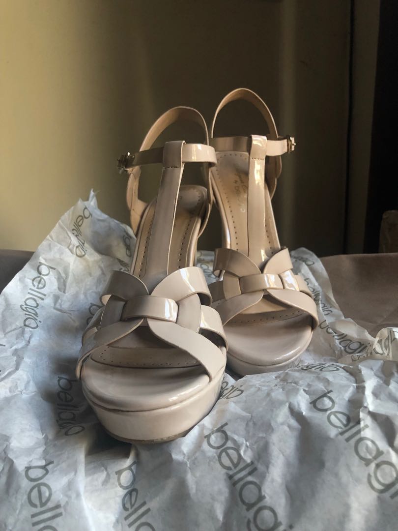 High heels Bellagio Nude Beige, Fesyen Wanita, Sepatu di Carousell