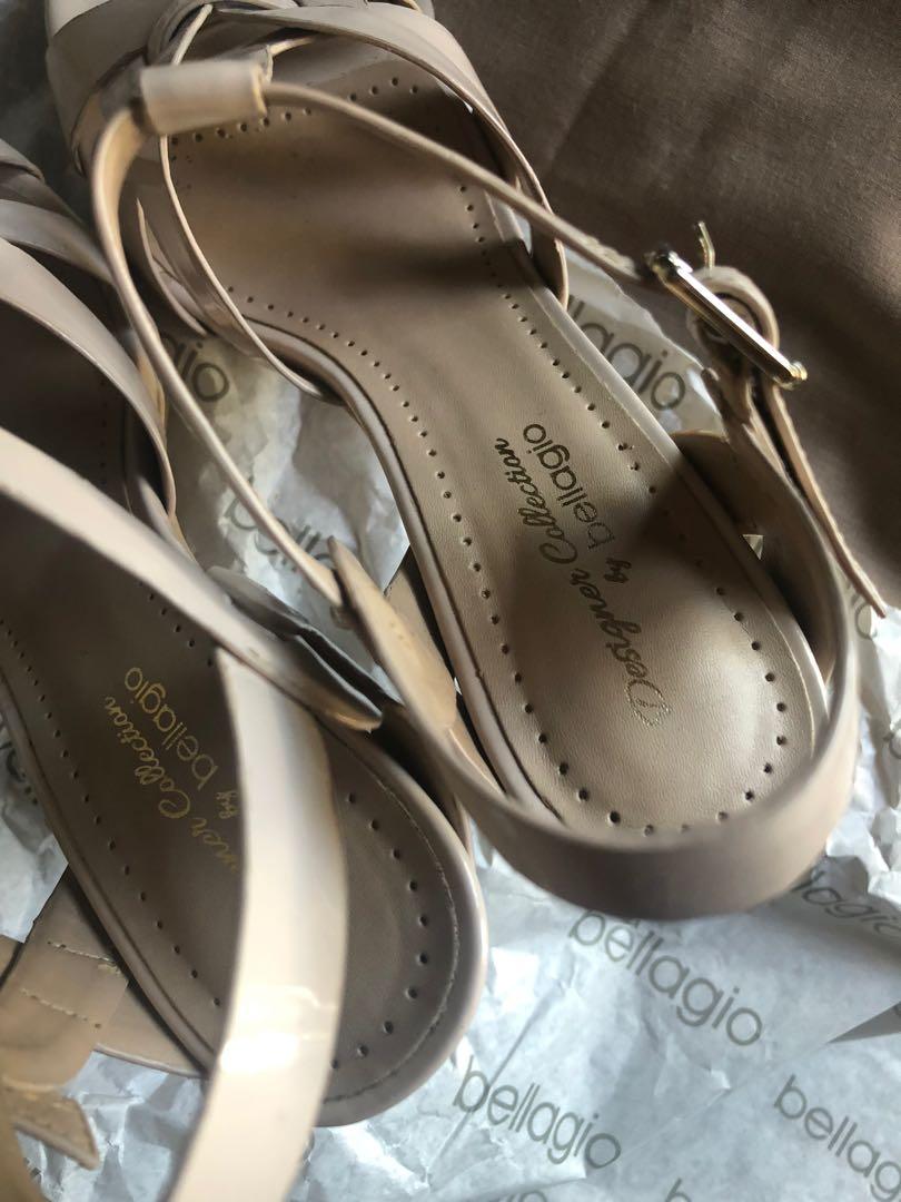 High heels Bellagio Nude Beige, Fesyen Wanita, Sepatu di Carousell