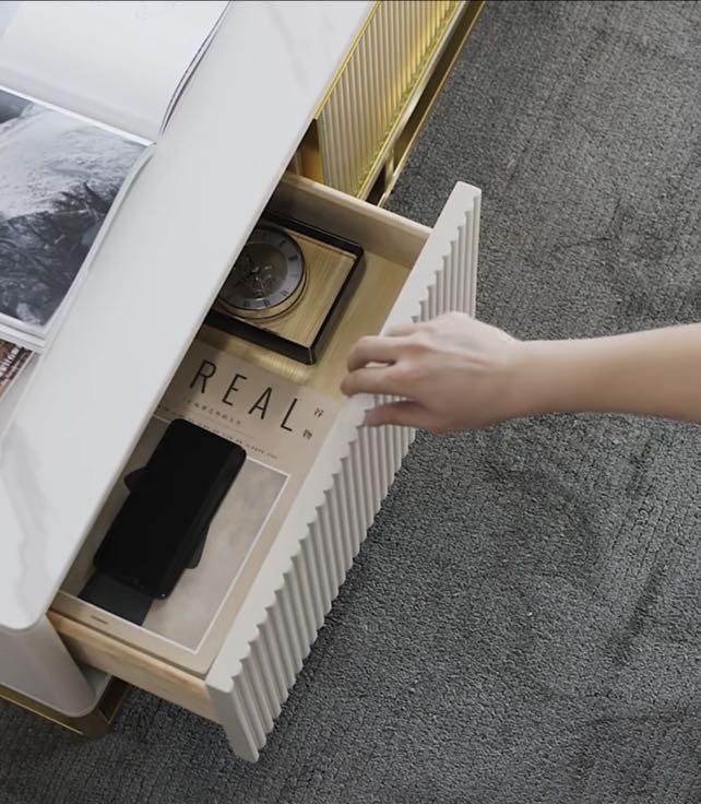 INSTOCK Real stone marble extendable TV console, Furniture & Home ...