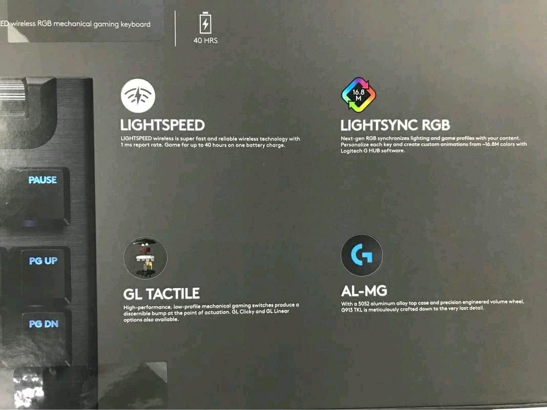 LOGITECH G913 TENKEYLESS LIGHTSPEED WIRELESS RGB MECHANICAL GAMING ...
