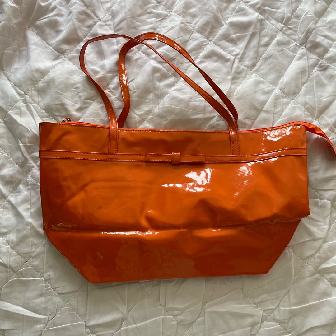 Neon Orange PVC Ribbon Tote, Women's Fashion, Bags & Wallets, Tote Bags ...
