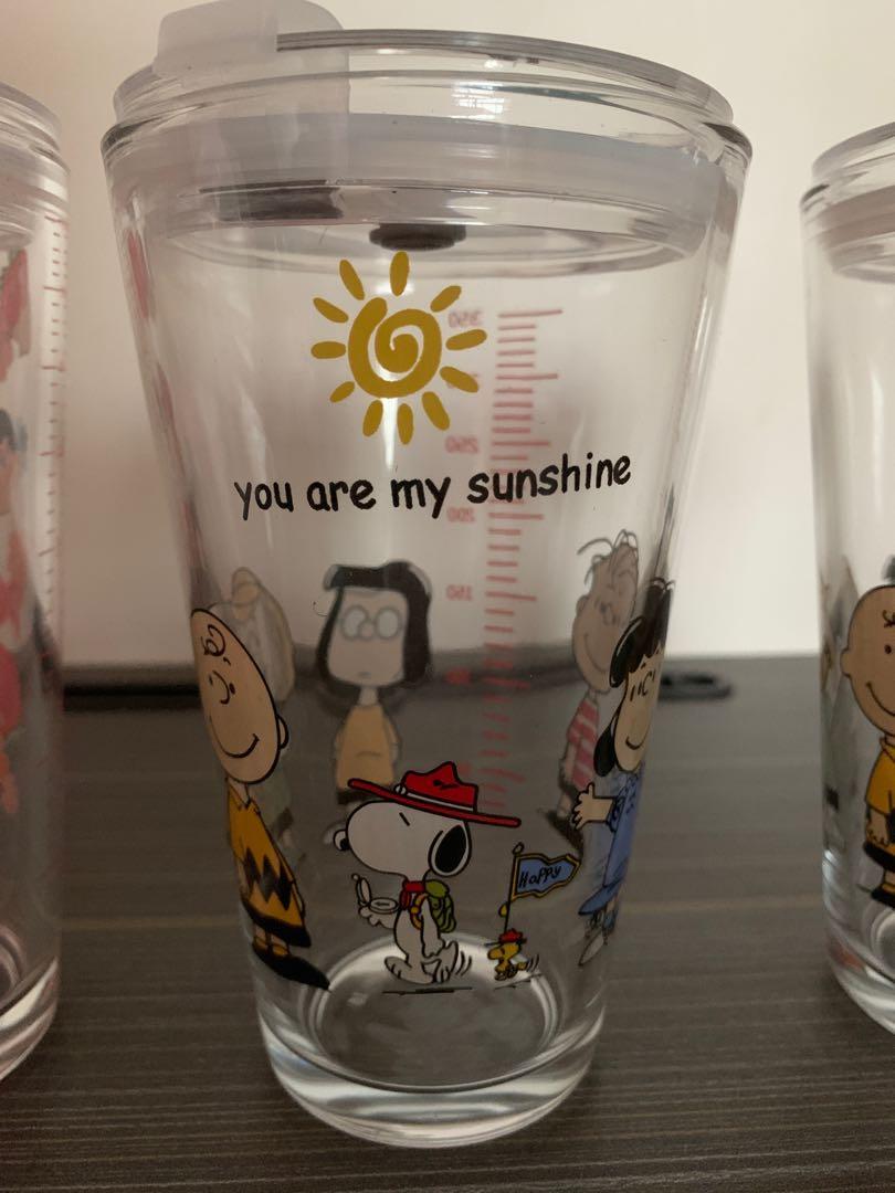 snoopy drinking glass bottle tumbler with lid and straw, Furniture ...