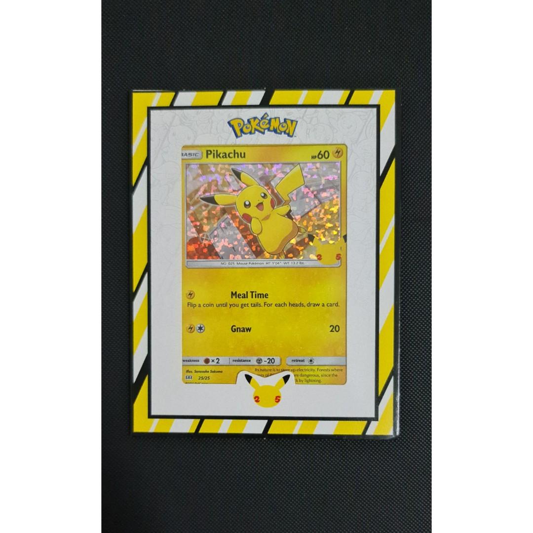 Pikachu 25/25 Holo Bleed (Pokemon 25th Anniversary Promo), Hobbies ...