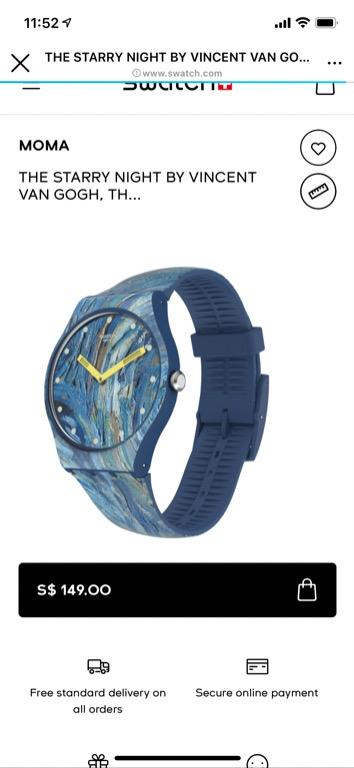 The starry night by Vincent Van Gogh Swatch, Luxury, Watches on Carousell