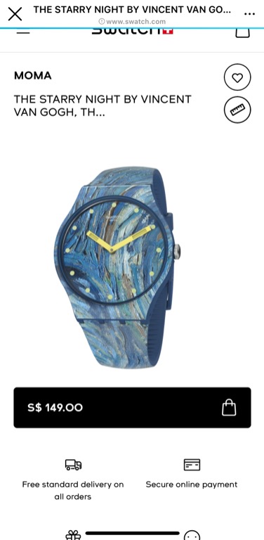 The starry night by Vincent Van Gogh Swatch, Luxury, Watches on Carousell