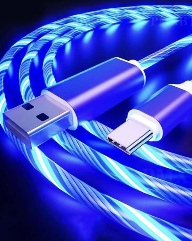 Usb cable Type C luminous 1meter, Computers & Tech, Parts & Accessories ...