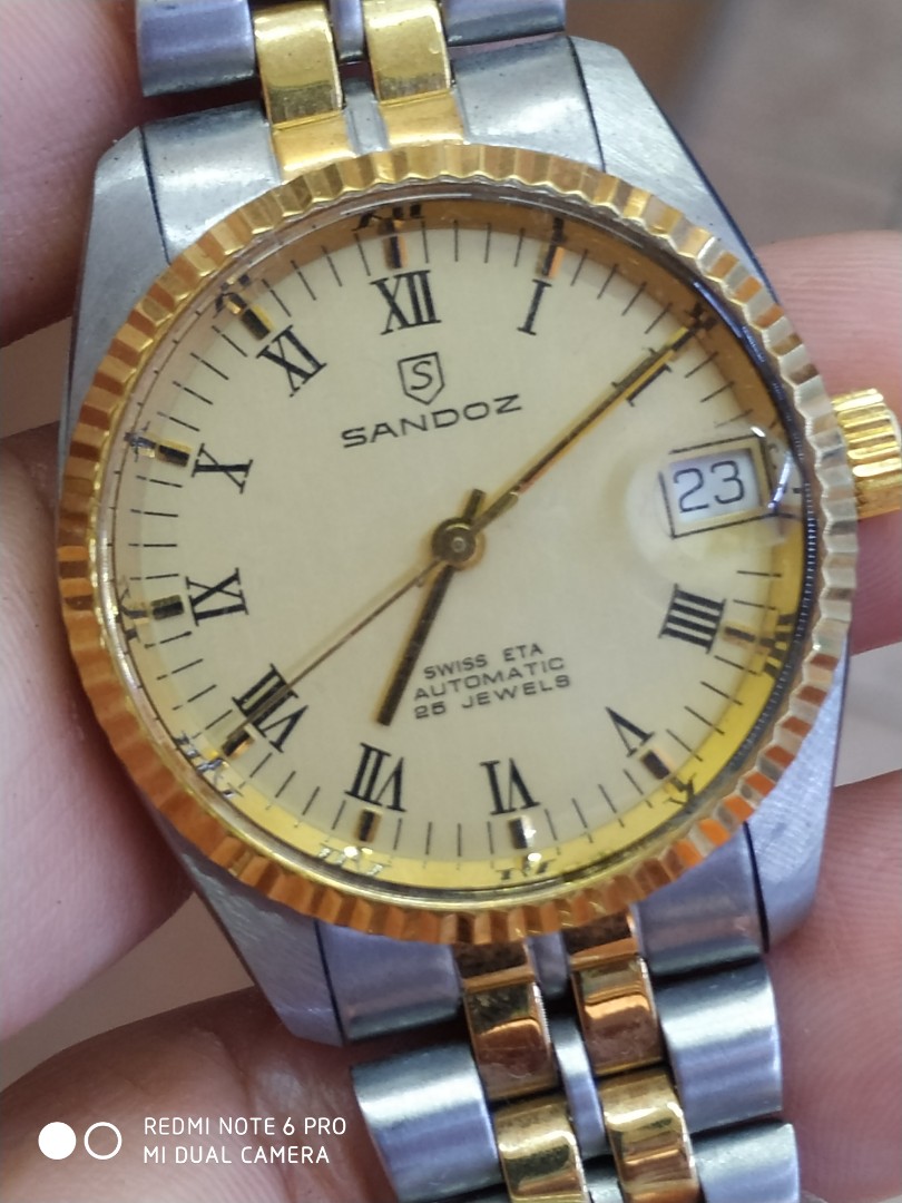Vintage Sandoz automatic midsize watch NOS, Luxury, Watches on Carousell