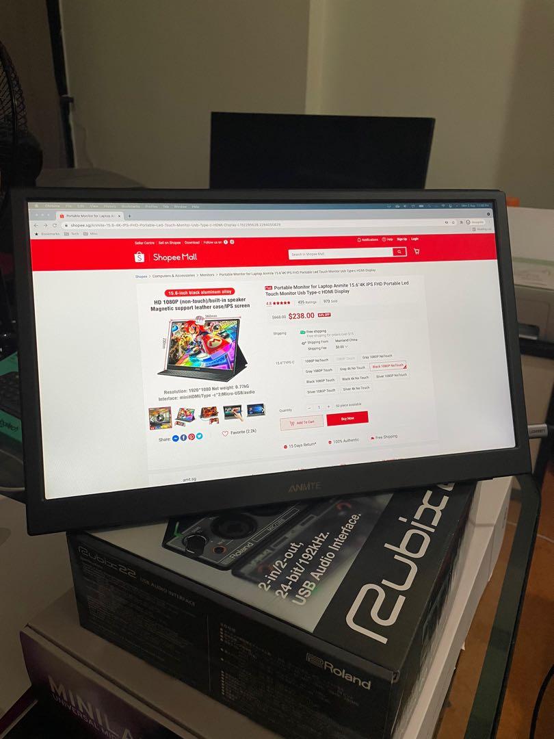 Anmite 15.6” 1080p FHD USB C Portable Monitor, Computers & Tech, Parts ...