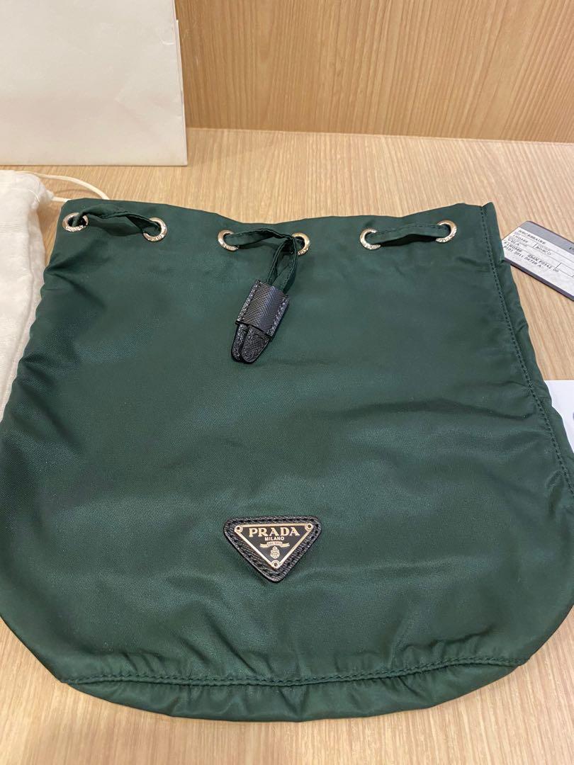 Authentic Prada Draw string pouch (Green), Women's Fashion, Bags ...