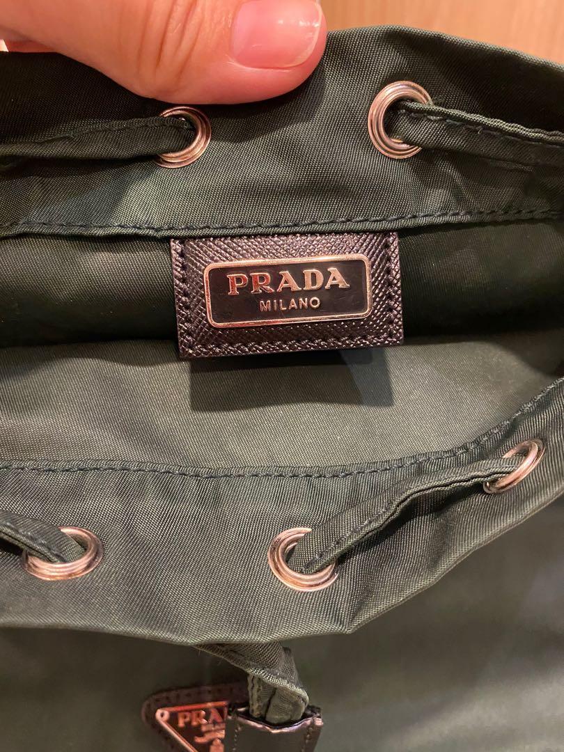 Authentic Prada Draw string pouch (Green), Women's Fashion, Bags ...