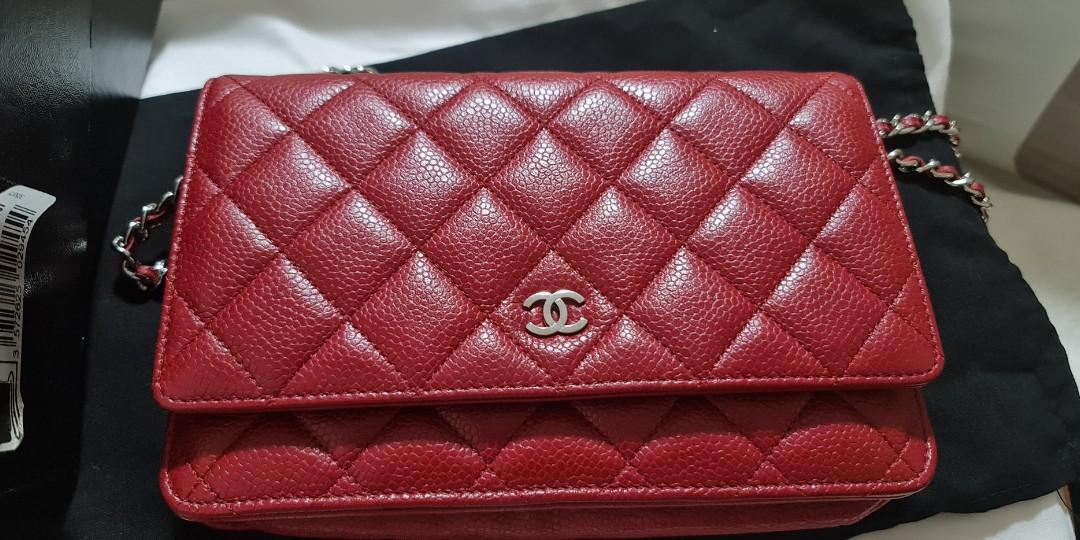 Chanel Classic WOC Red Caviar SHW, Luxury, Bags & Wallets on Carousell