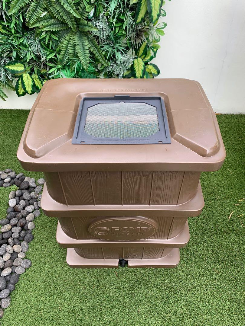FCMP Outdoor WG4000-BRN Home Outdoor Wood Grain Rain Water Catcher ...