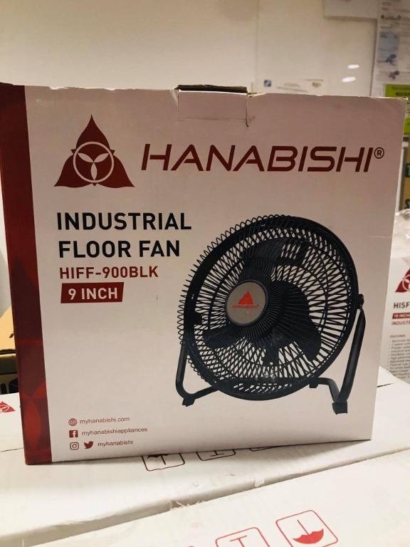 Hanabishi 9" Industrial Electric Floor Fan HIFF-900 Black, Furniture ...