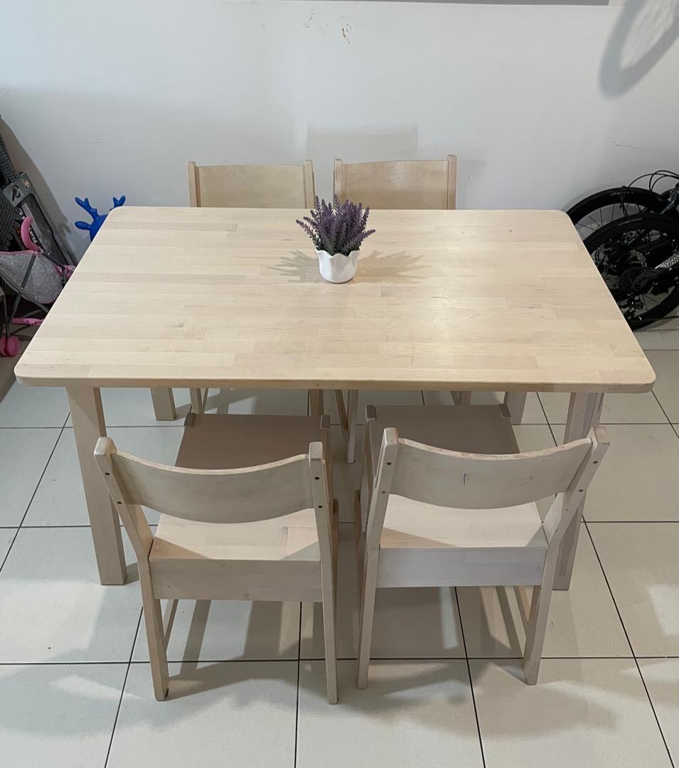 ikea dining table and chair norraker, Furniture & Home Living ...