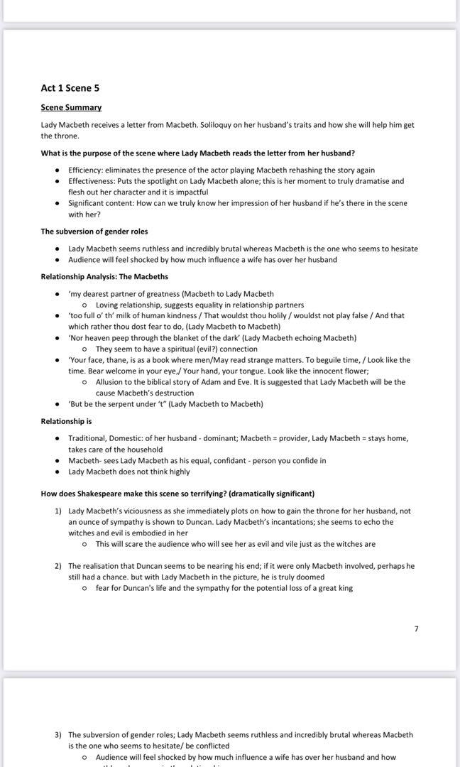 Macbeth notes( scene analysis), Hobbies & Toys, Books & Magazines ...