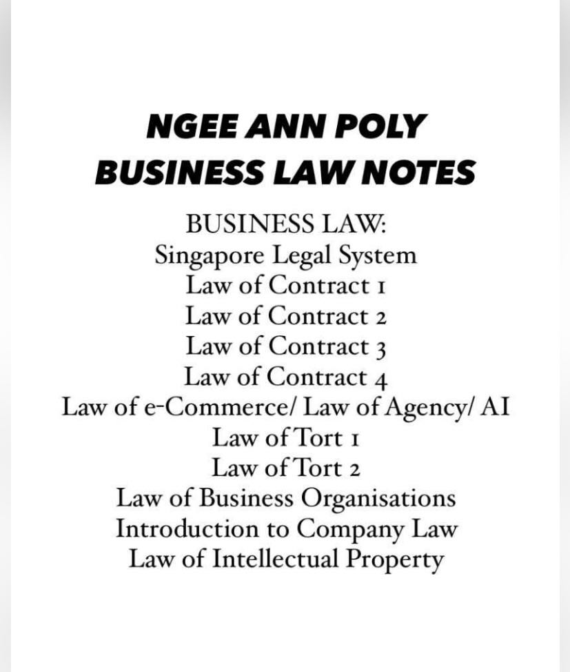 NGEE ANN POLY Business Law Notes, Computers & Tech, Office & Business ...