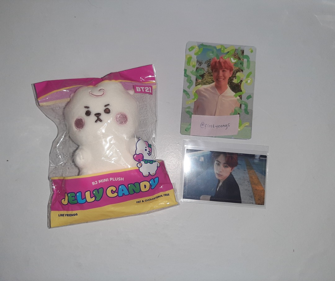 OFFICIAL BT21 RJ MINI PLUSH JELLY CANDY & DAMAGED JIN DARK & WILD PC ...