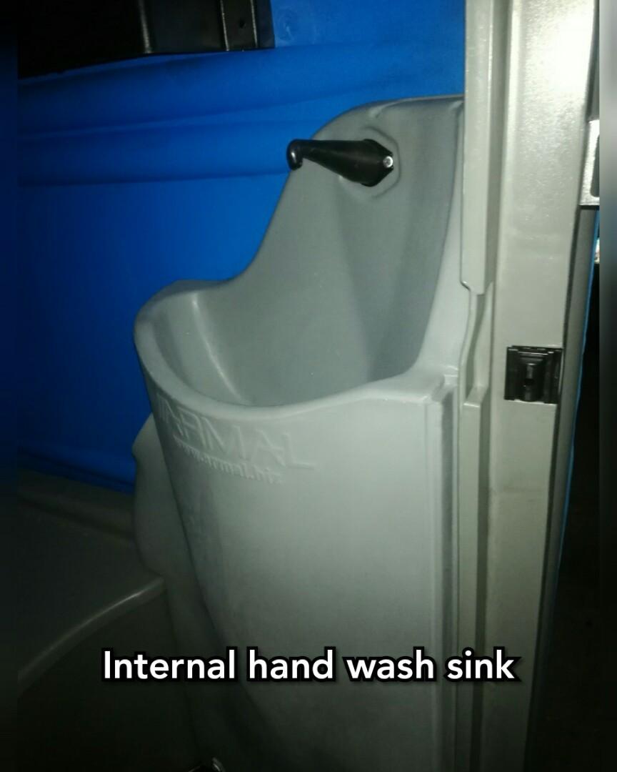 Portable toilet and portalet with flush and handwash sink, Everything ...