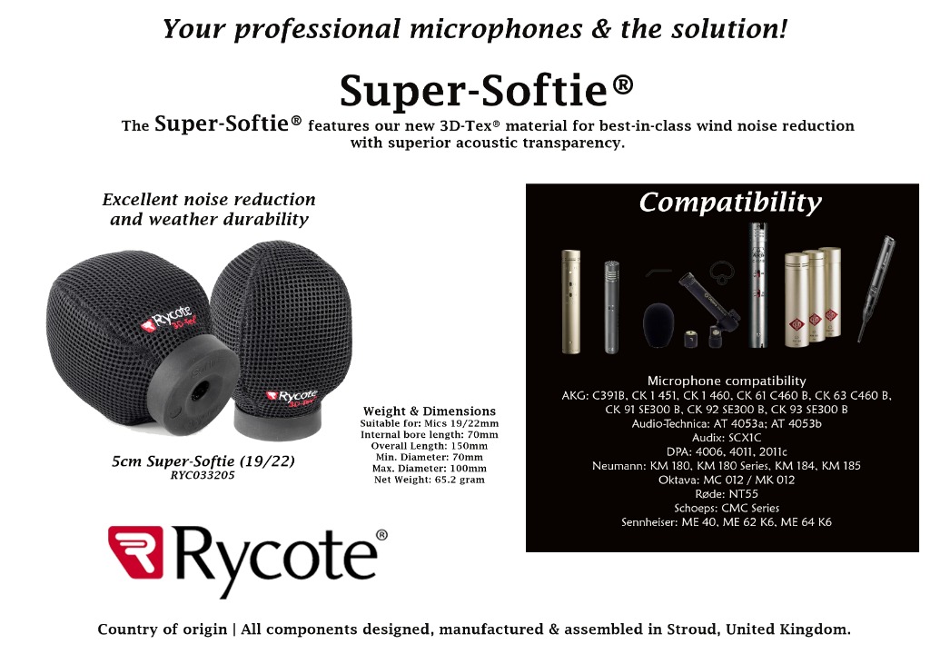 Rycote Super Softie 5cm ( 19/22) Windshield for SDC, Audio, Portable Audio Accessories on Carousell