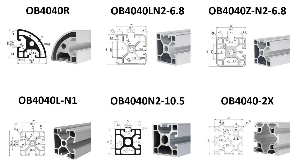 40 Series Aluminum Extrusion Various Profile 4040 4060 4080 40120 40160 ...