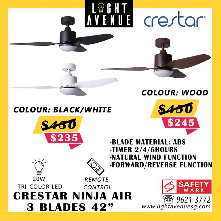 Crestar Ninja Air DC Ceiling Fan, Furniture & Home Living, Lighting ...