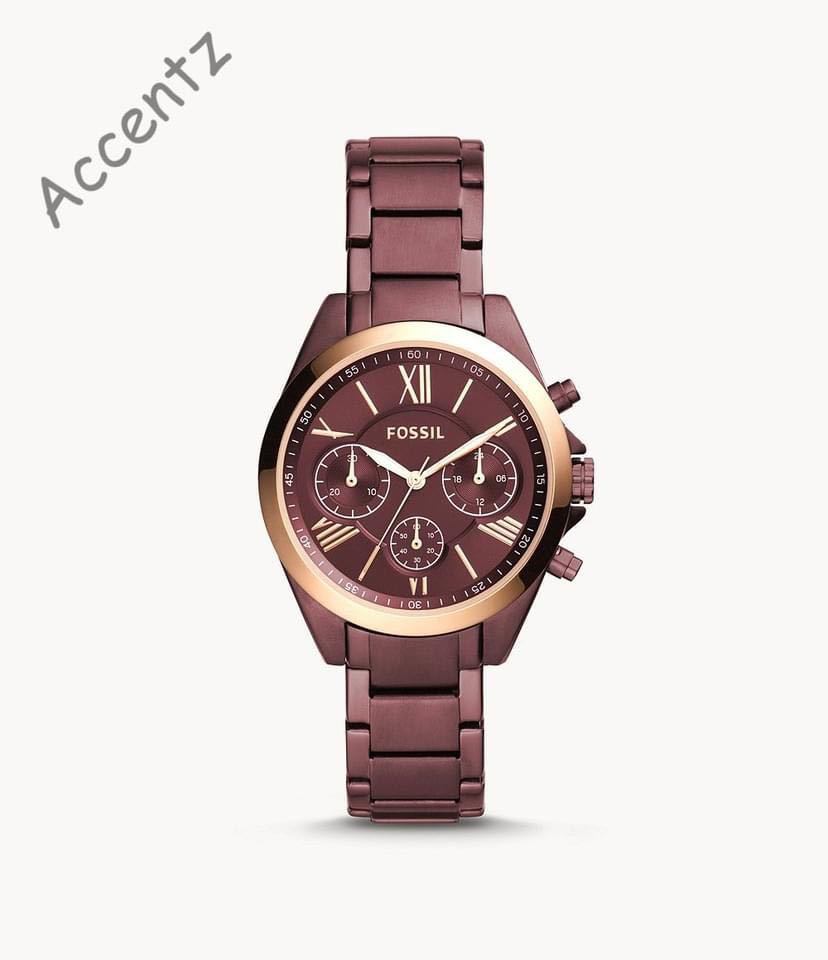FOSSIL Chronograph Wine Stainless Steel Watch, Women's Fashion, Watches ...