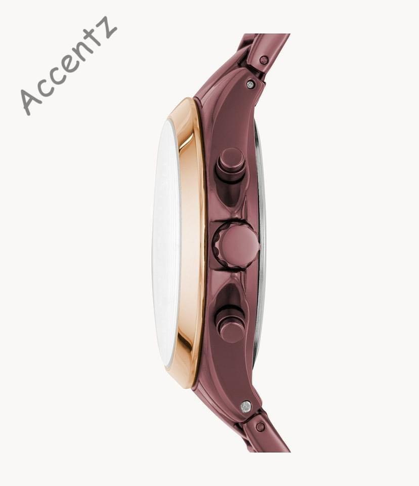 FOSSIL Chronograph Wine Stainless Steel Watch, Women's Fashion, Watches ...