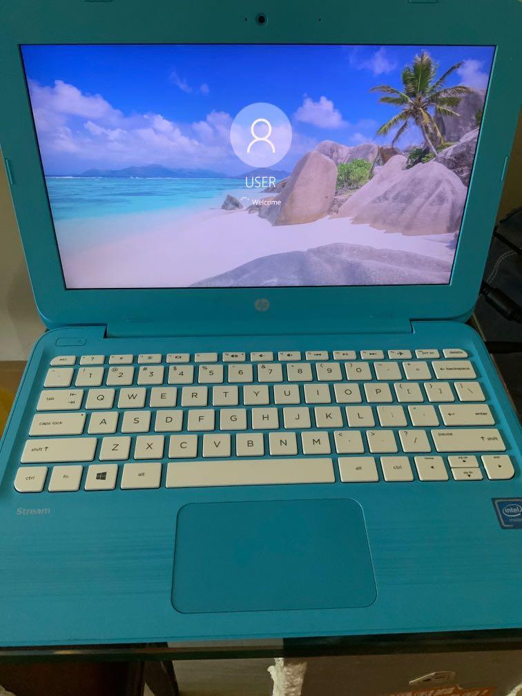 HP stream 11 sky blue Y005TU 名牌HP學生電腦入門版, 電腦＆科技, 手提電腦 - Carousell