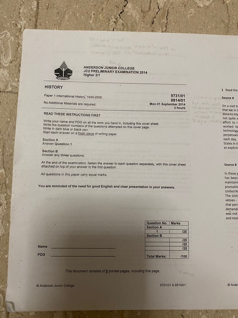 40x JC2 History preliminary examination (2014), Hobbies & Toys, Books ...