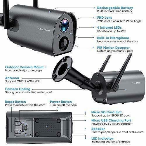 KAMTRON Zs-gx6s Security CCTV IP Battery Powered Wireless Camera Indoor ...