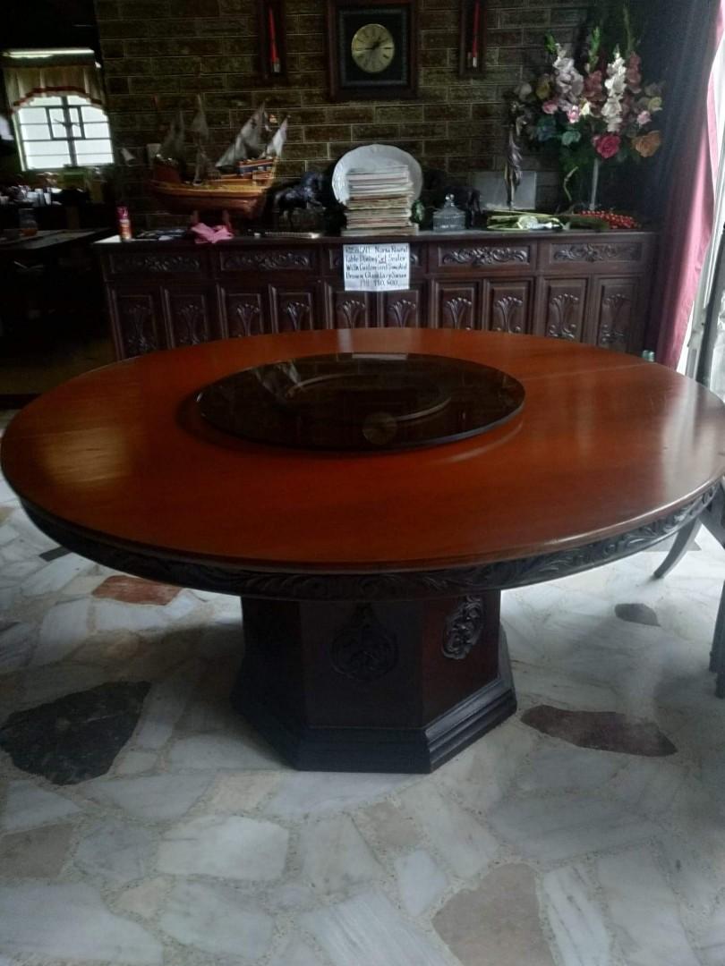 RUSH FOR SALE 1976 Authentic Solid Narra Round Dining Table 6-Seater ...