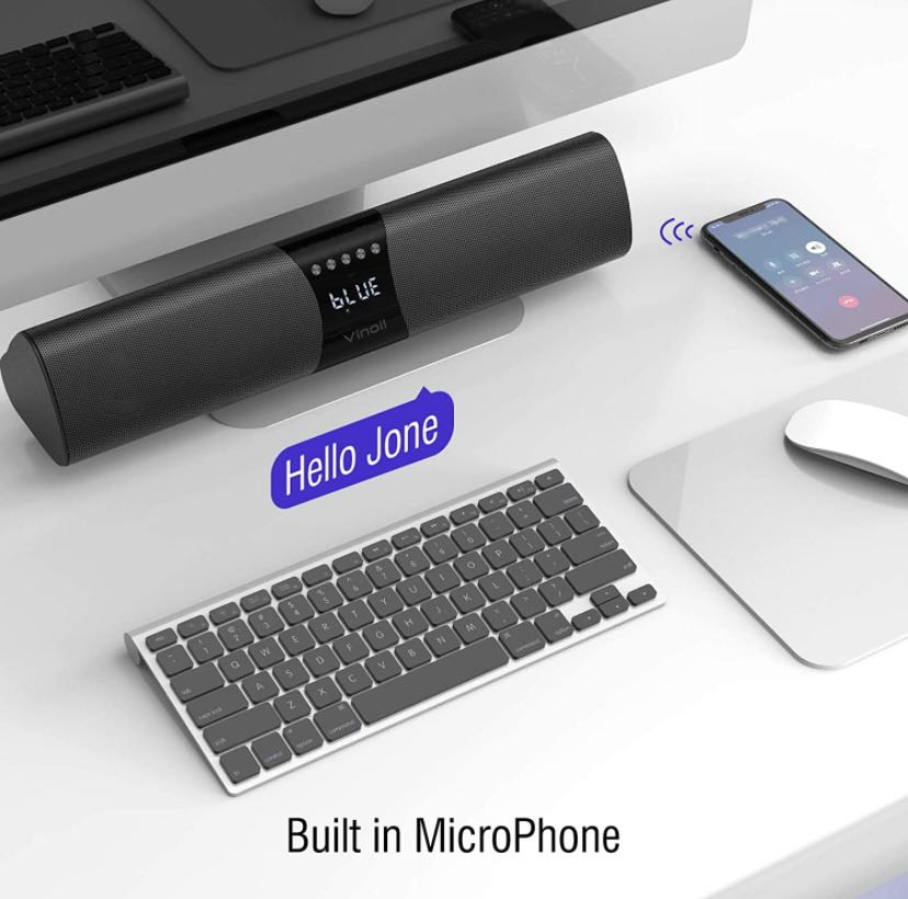 VINOIL PC Soundbar, 20W Bluetooth Computer Speaker, Wired/Wireless Mini ...
