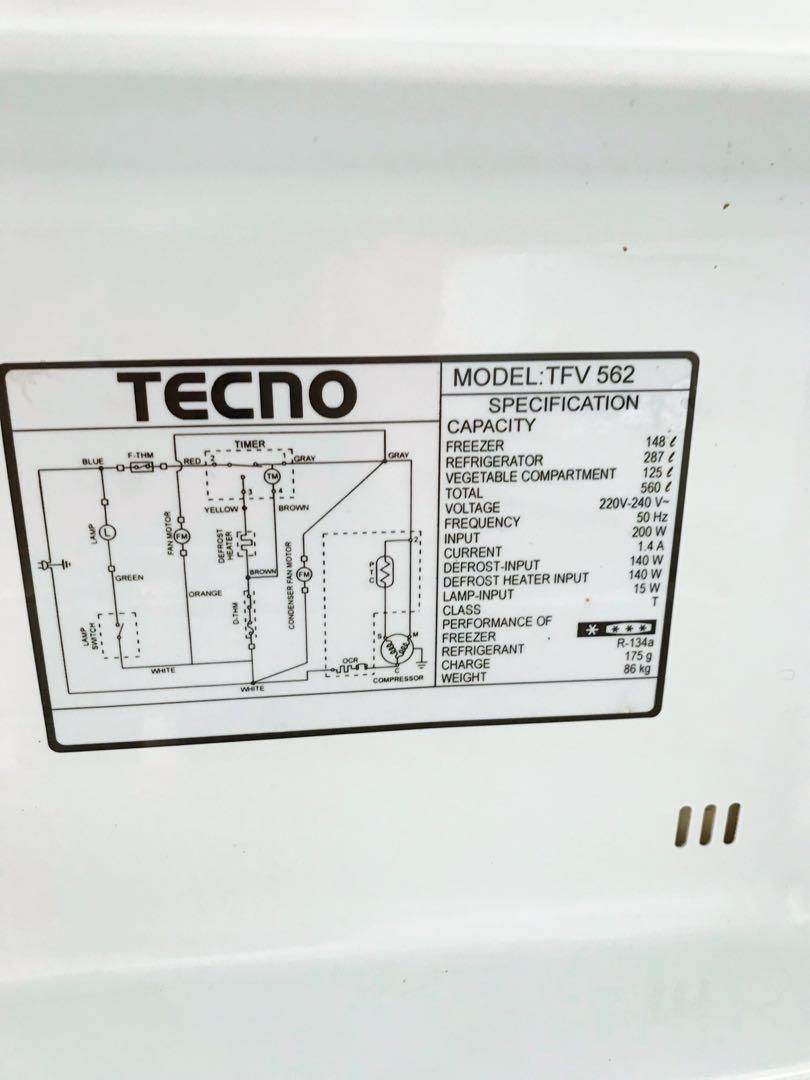 3 door TECNO refrigerator freezer fridge 560 litres, TV & Home ...