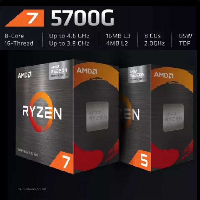 AMD Ryzen 7 5700G with Radeon Graphics (Wraith Stealth Cooler Included ...