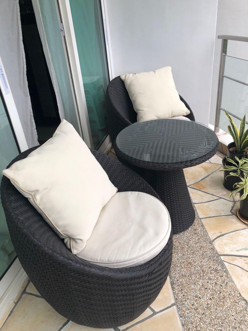 Balcony Set , Two Swivel Seats and Table, Furniture & Home Living ...