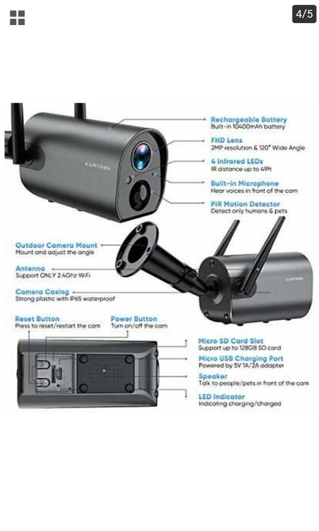 KAMTRON Zs-gx6s Security CCTV IP Battery Powered Wireless Camera Indoor ...
