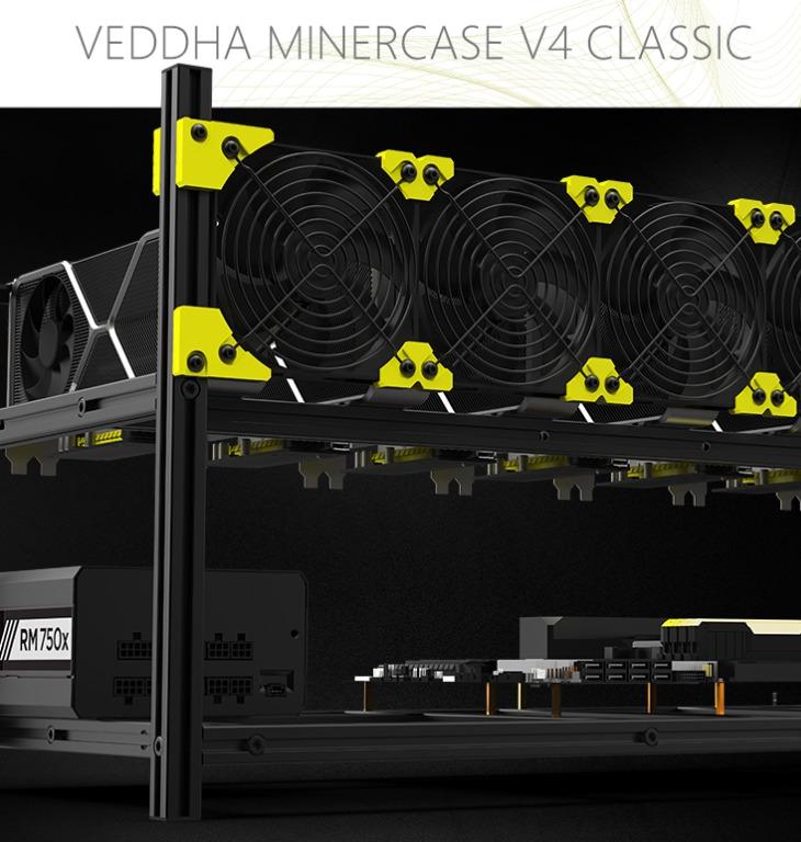 (INSTOCK) Veddha Minercase V4C - 8/12 GPU Aluminum Mining Rack Rig Open ...