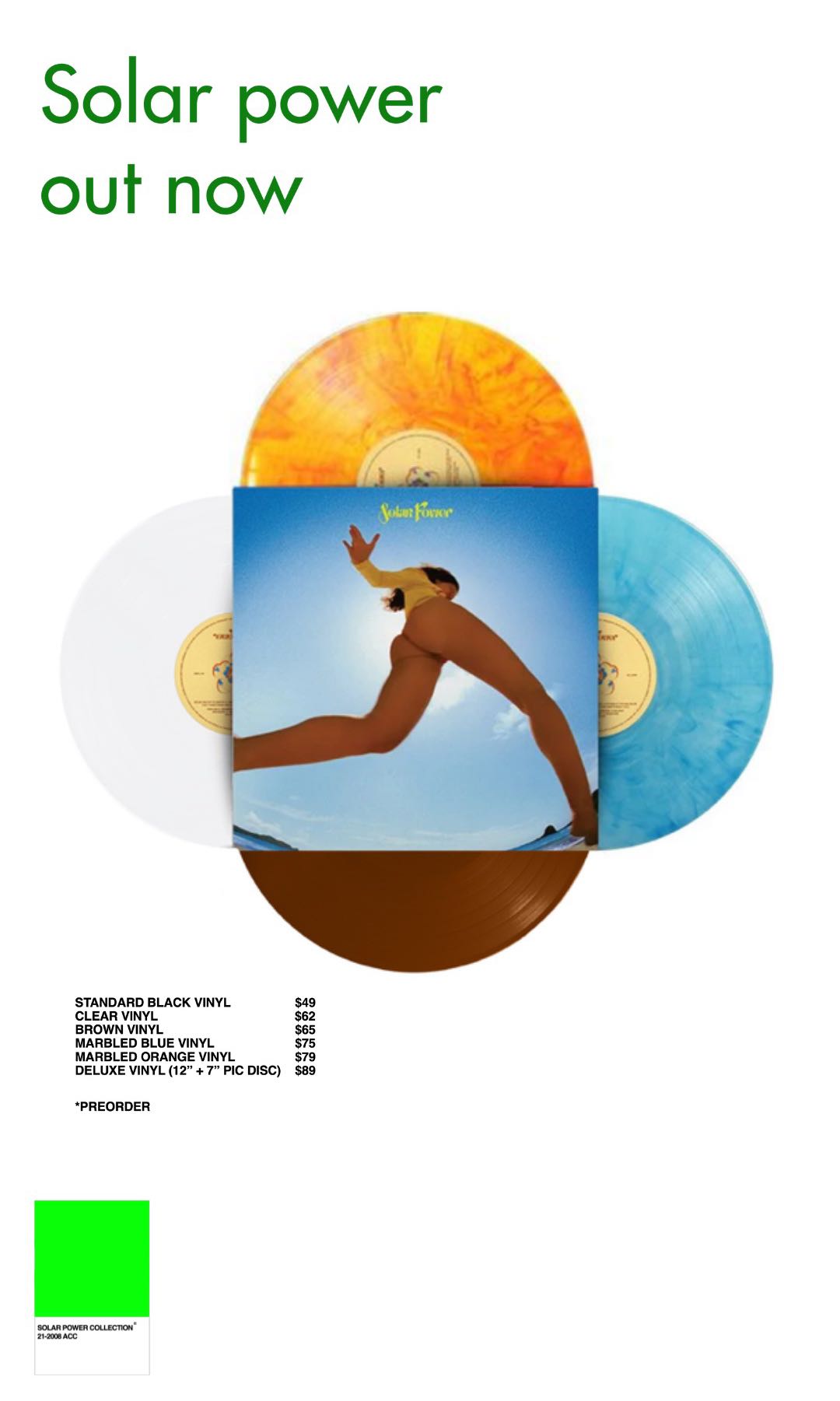 Lorde - Solar Power Exclusive Colored Vinyl (Orange / Blue / Brown ...