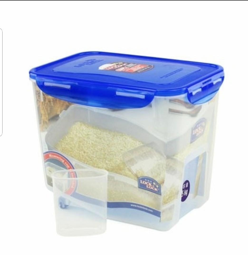 lock n lock/lock&lock container beras rice box 7L/5kg (ada roda dibwh ...