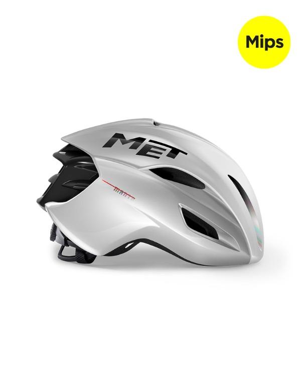 MET Manta MIPS Road Helmet - Glossy White Holographic, Sports Equipment, Bicycles & Parts, Parts ...
