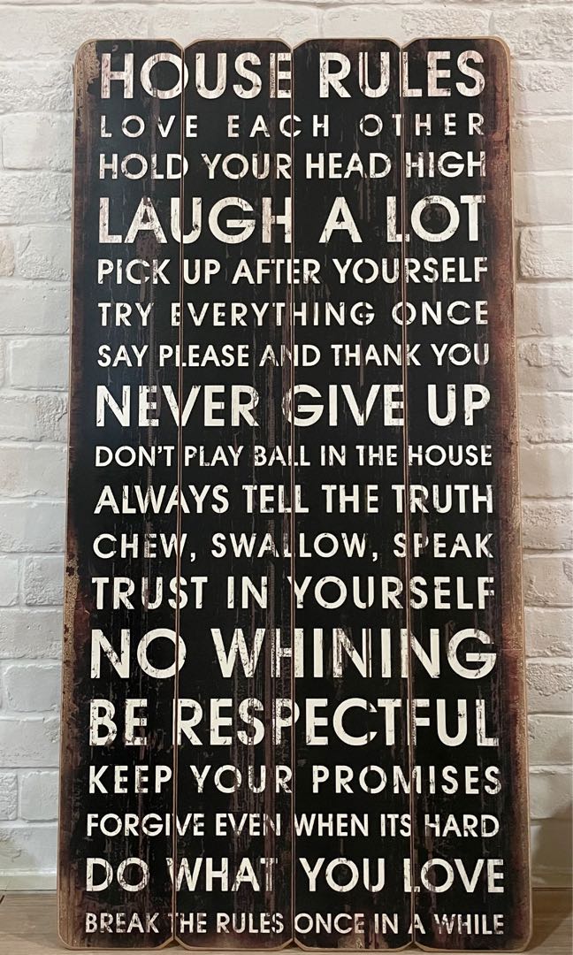 Monoyono “House Rules” wall art, Furniture & Home Living, Home Decor, Wall Decor on Carousell