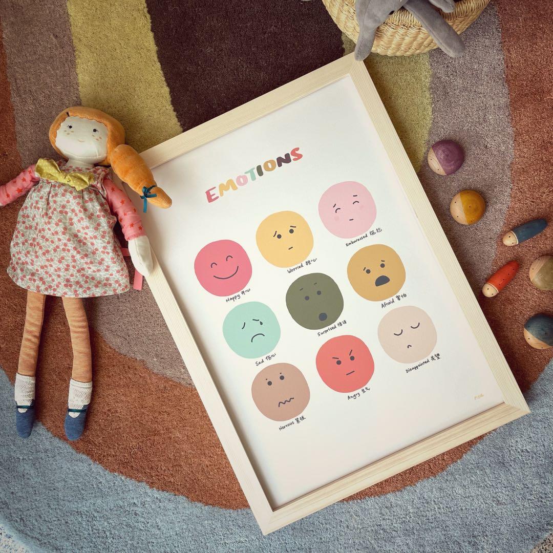 Pixkids Montessori Bilingual Emotions Artprint | children poster chart ...