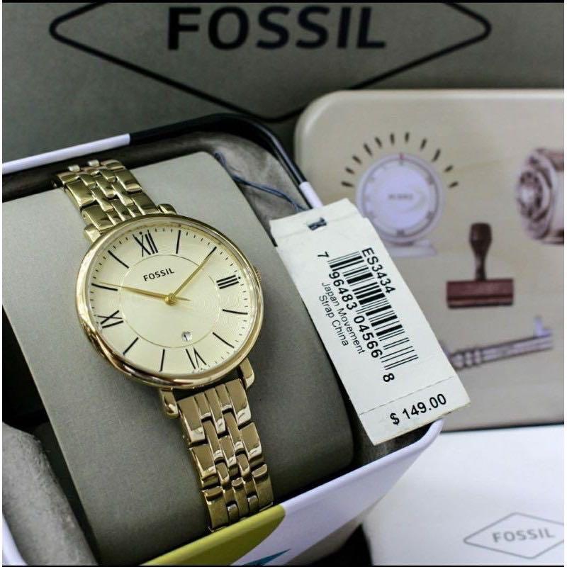 Original 100% Fossil Watch Women Gold Jacqueline ES3434, Fesyen Wanita ...